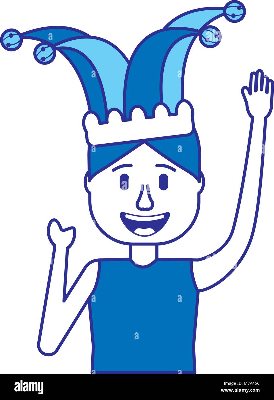 happy man jester hat and crazy glasses portrait Stock Vector Image ...