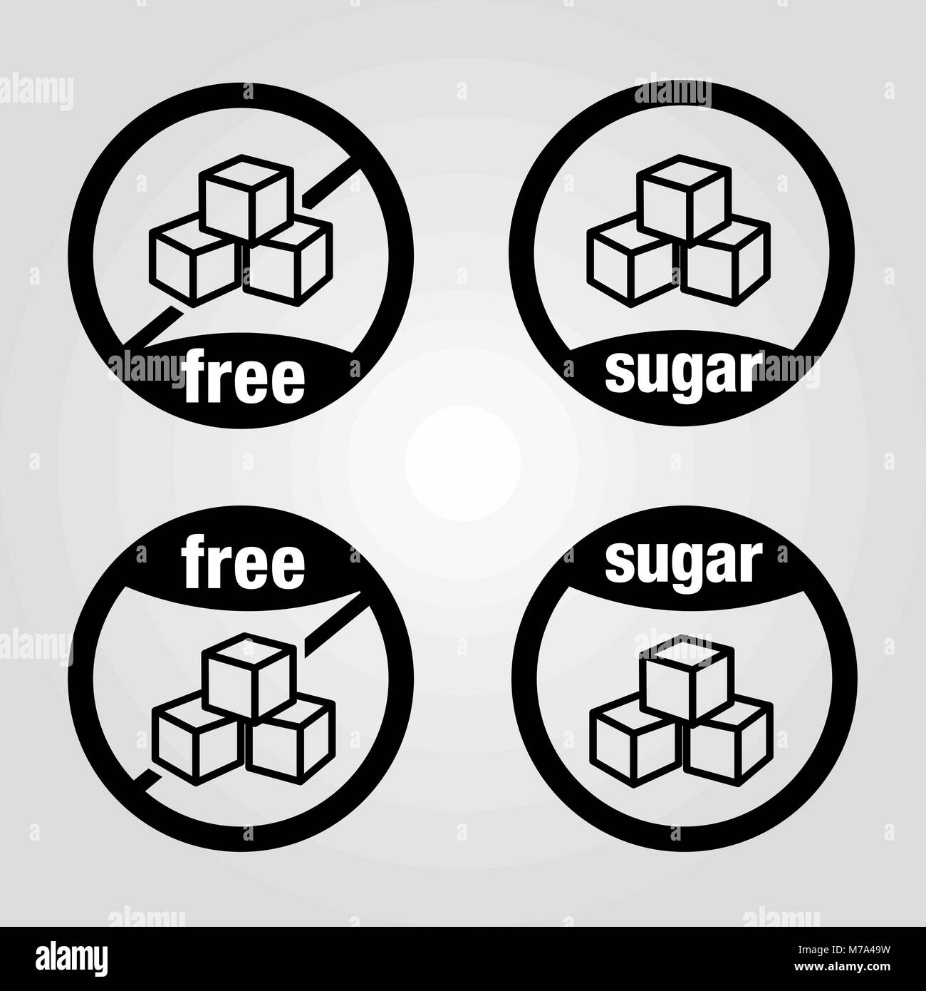 Sets of vectorized icons for food with sugar and sugar-free foods Stock ...
