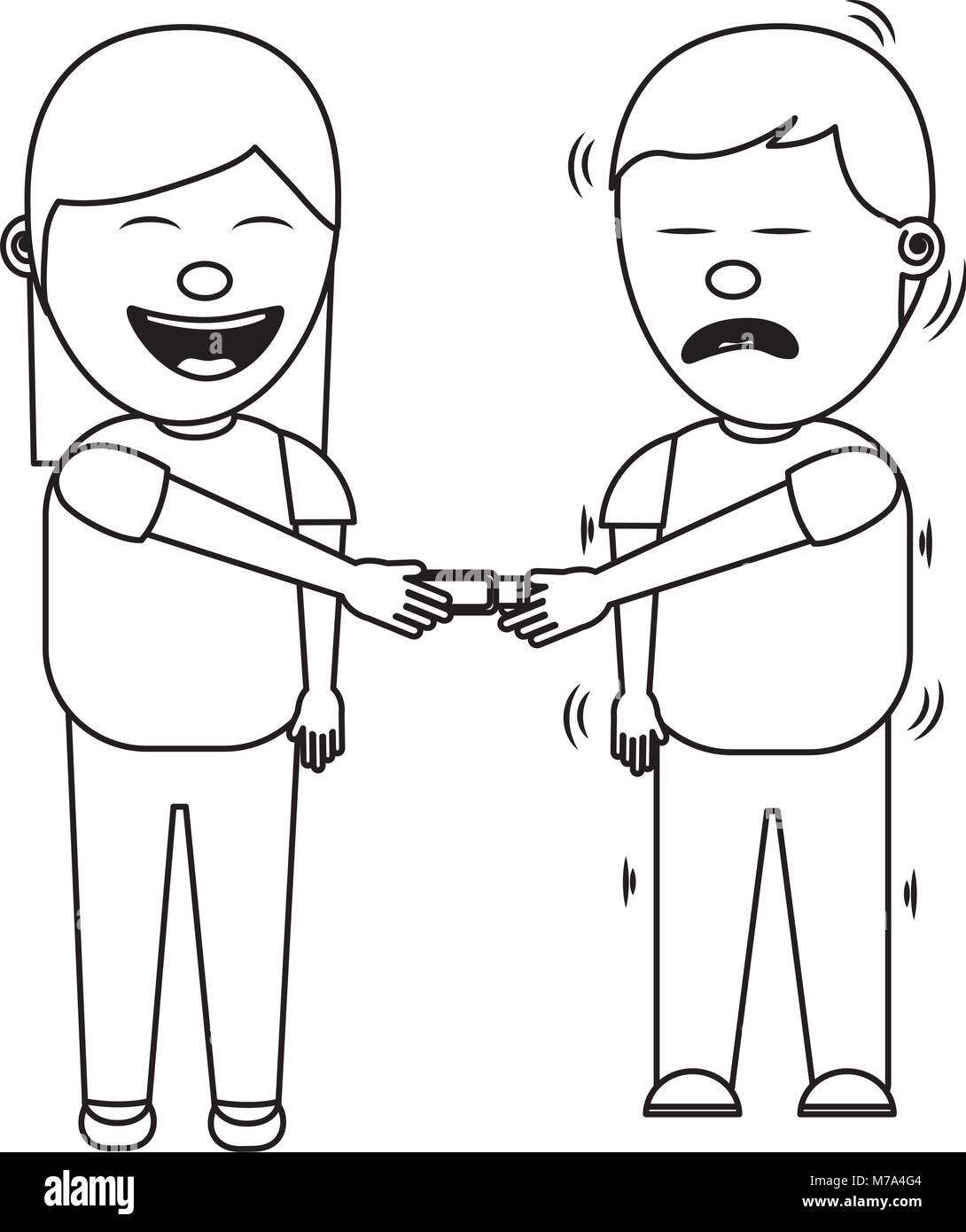 cartoon woman smiling and joke shocking man fools Stock Vector Image ...