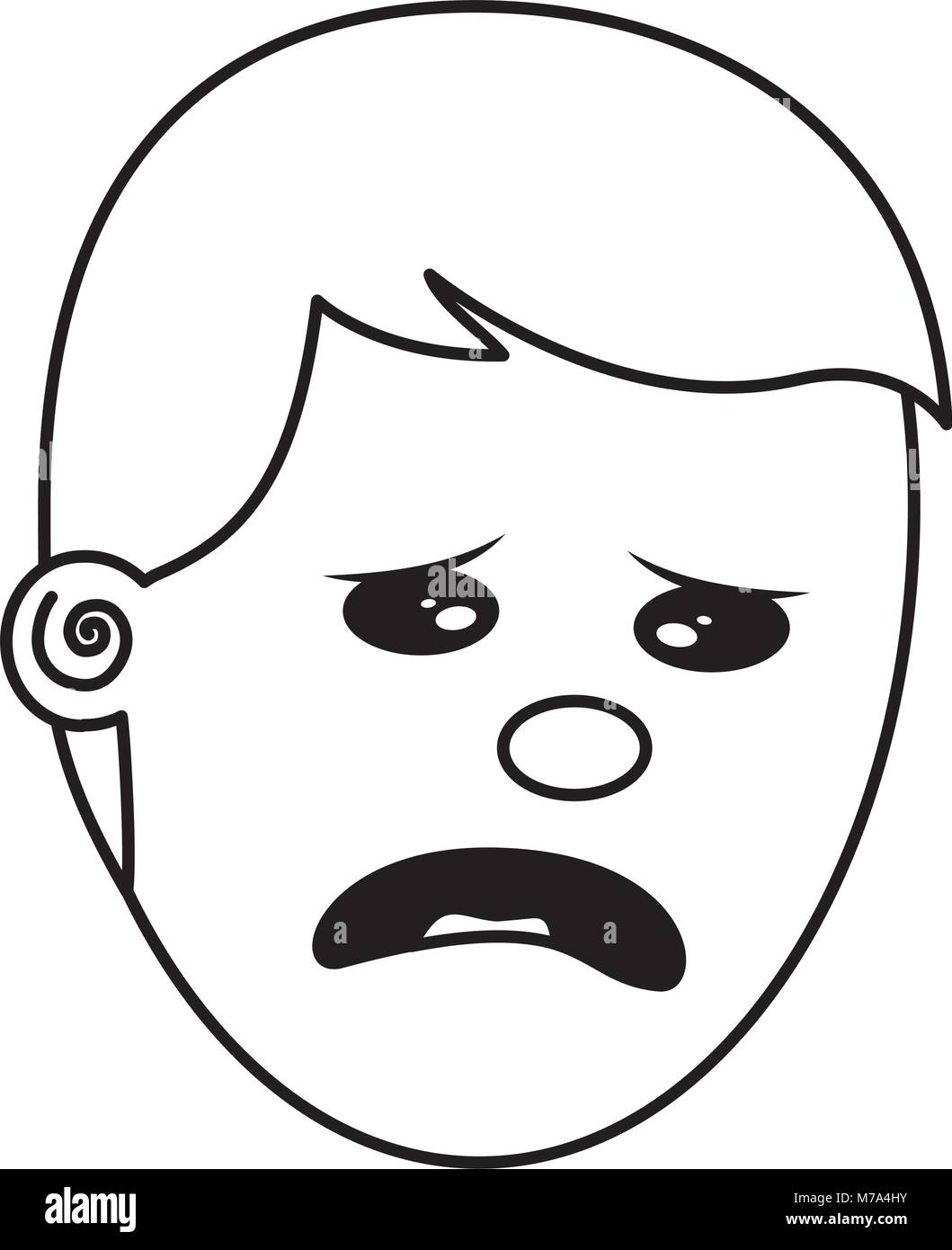 Sad Boy Coloring Page