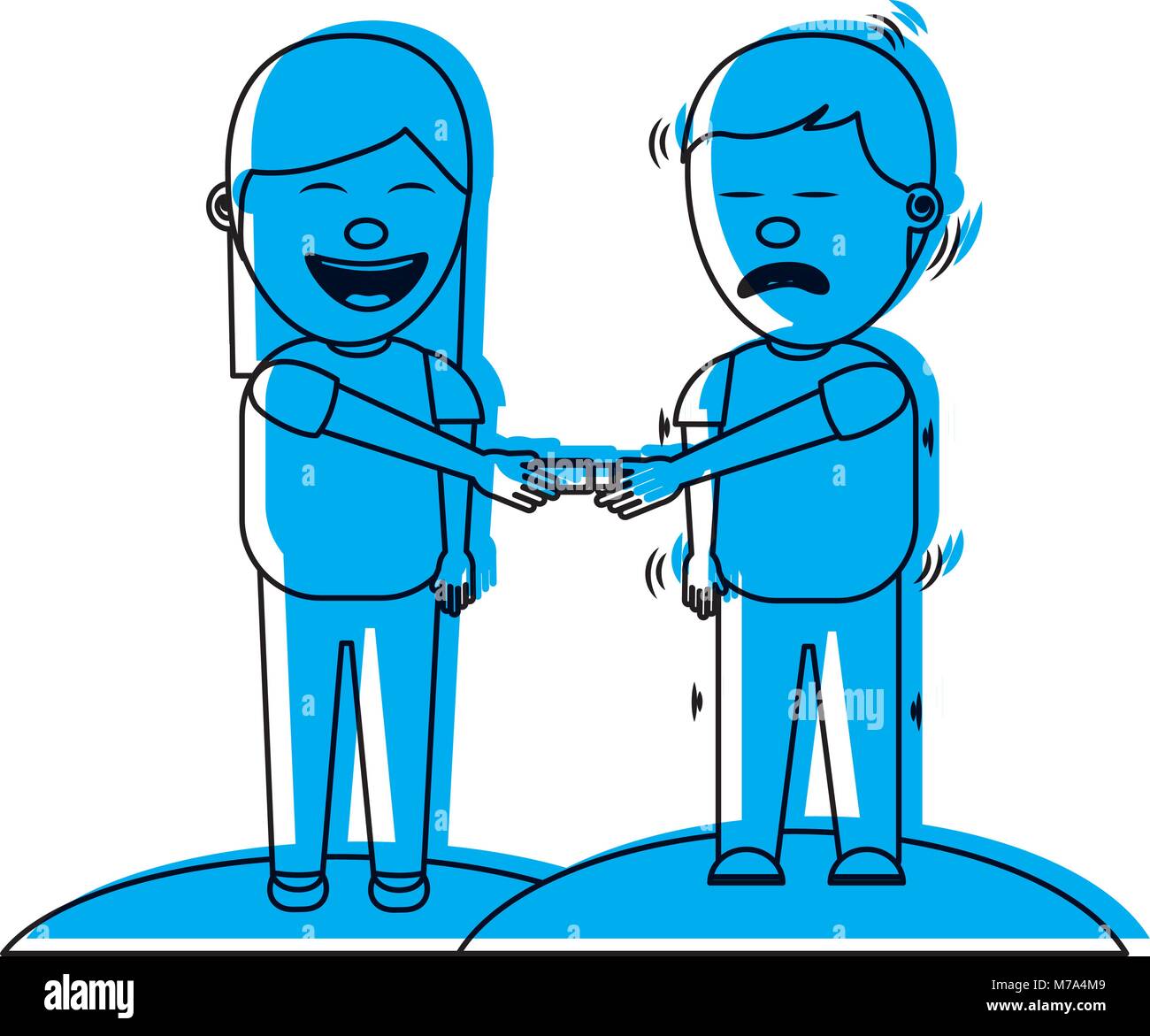 cartoon woman smiling and joke shocking man fools Stock Vector Image ...