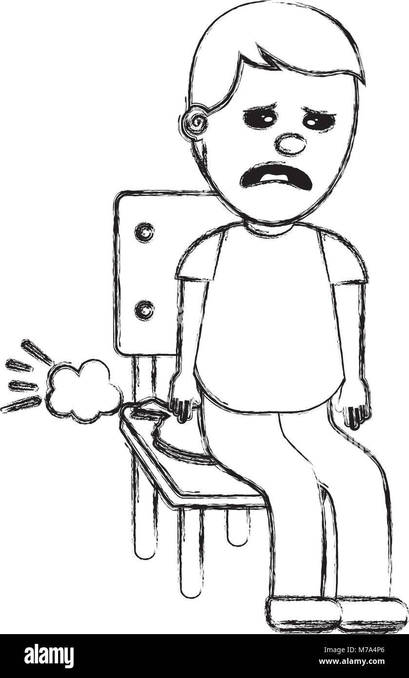 sad man sitting in chair with whoopee cushion fools day Stock Vector ...