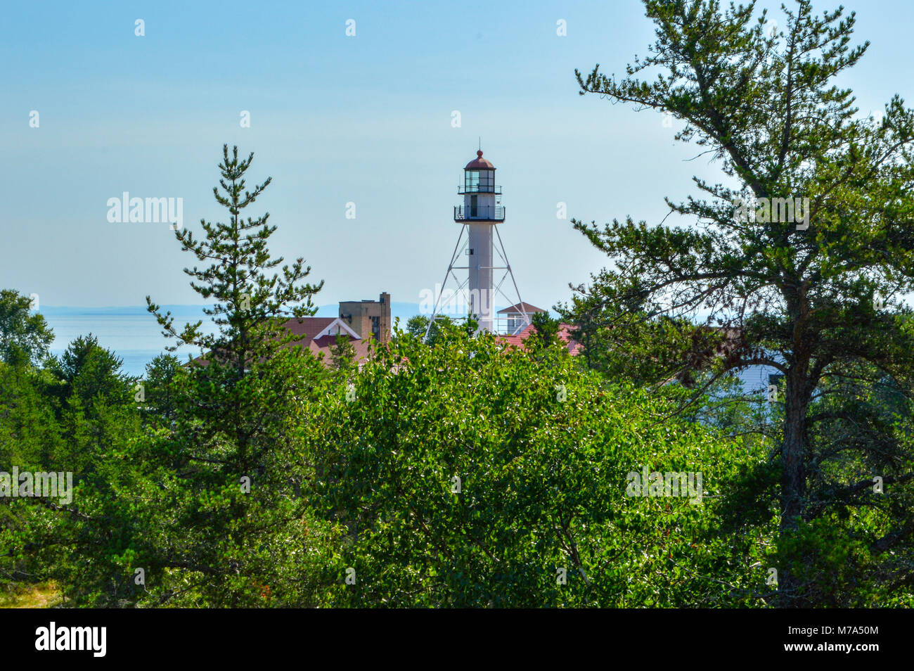 Lighthouse at Whitefish Point, michigan Stock Photo - Alamy