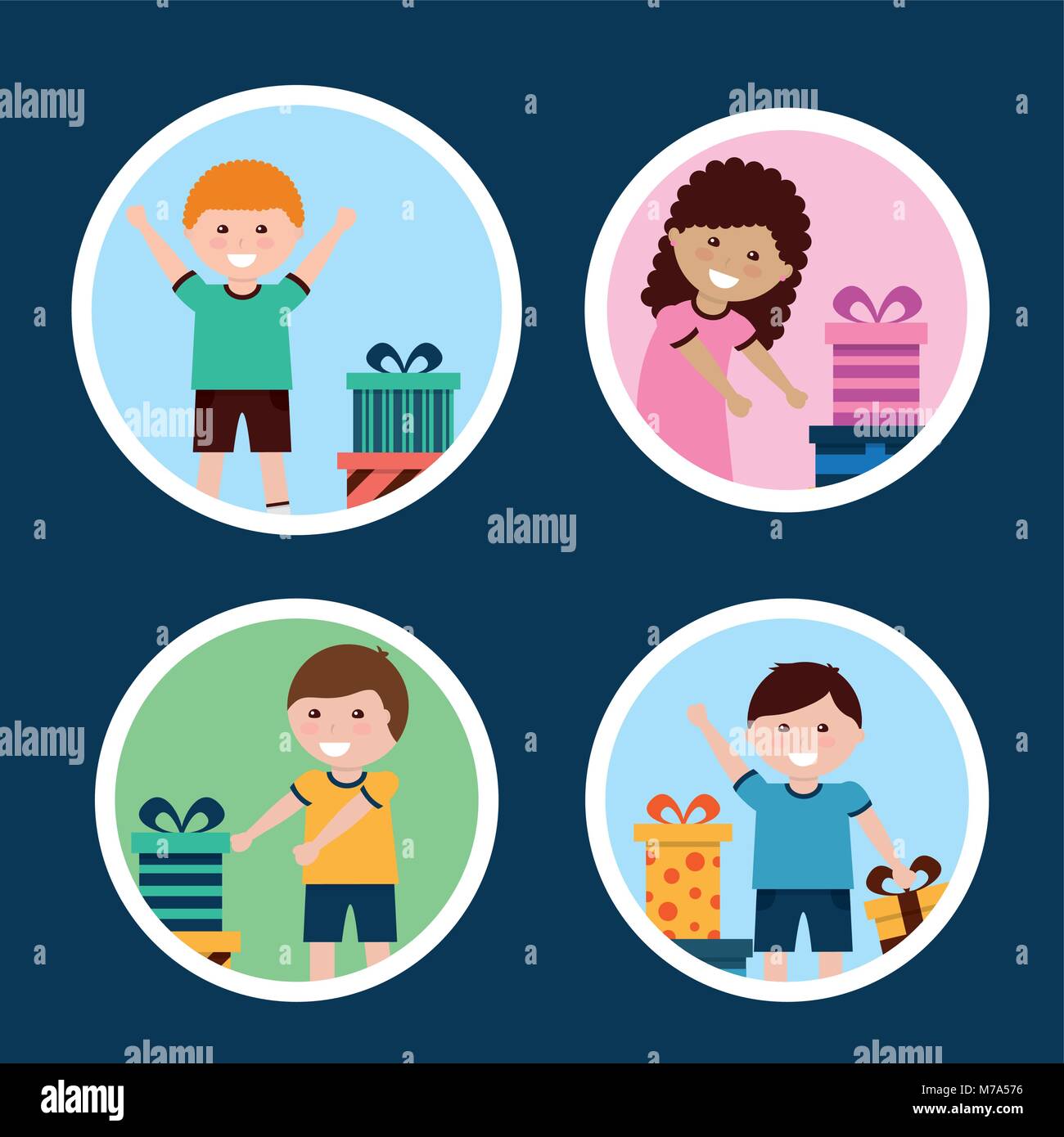 happy kids cartoon Stock Vector Image & Art - Alamy