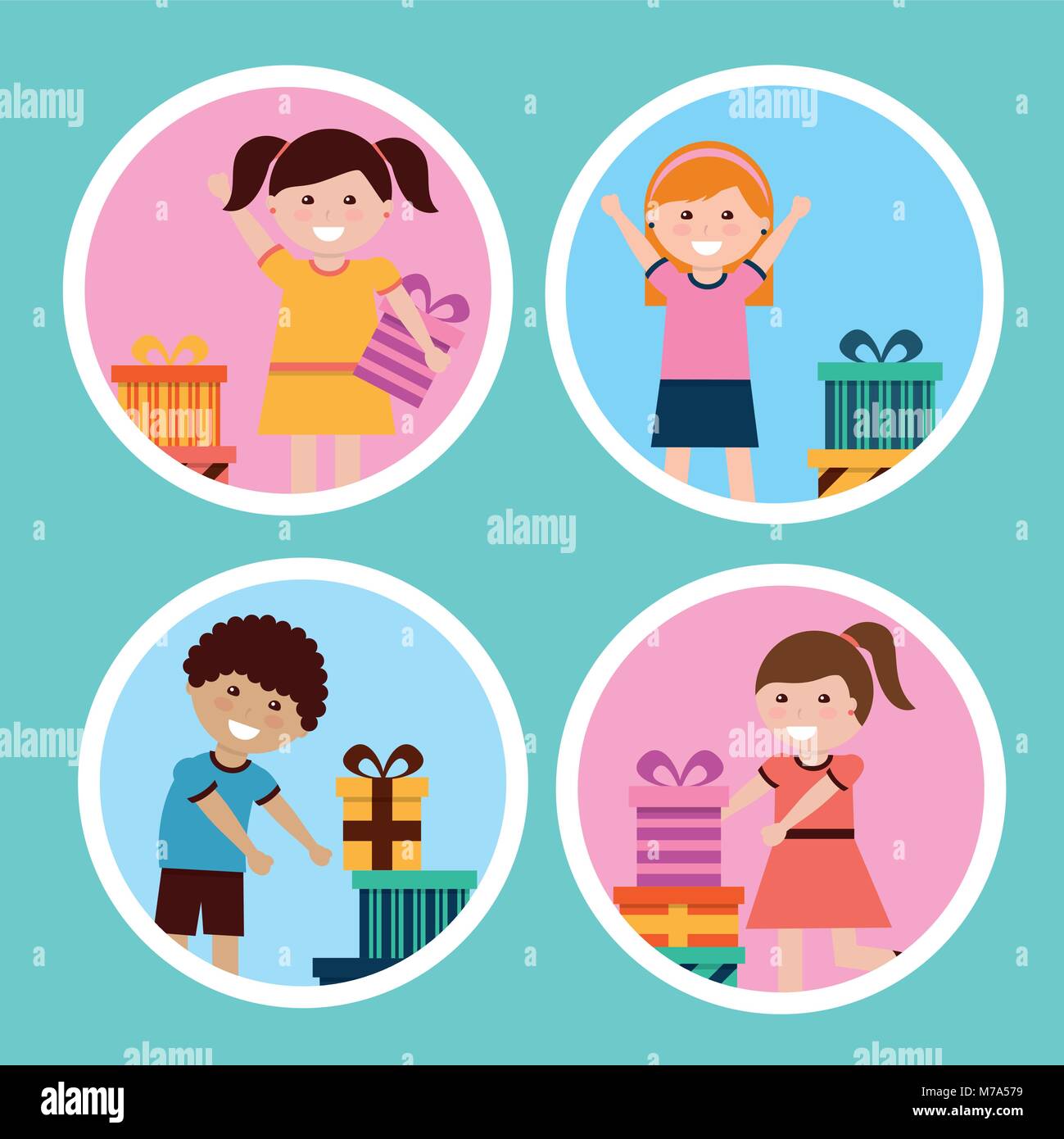 happy kids cartoon Stock Vector Image & Art - Alamy