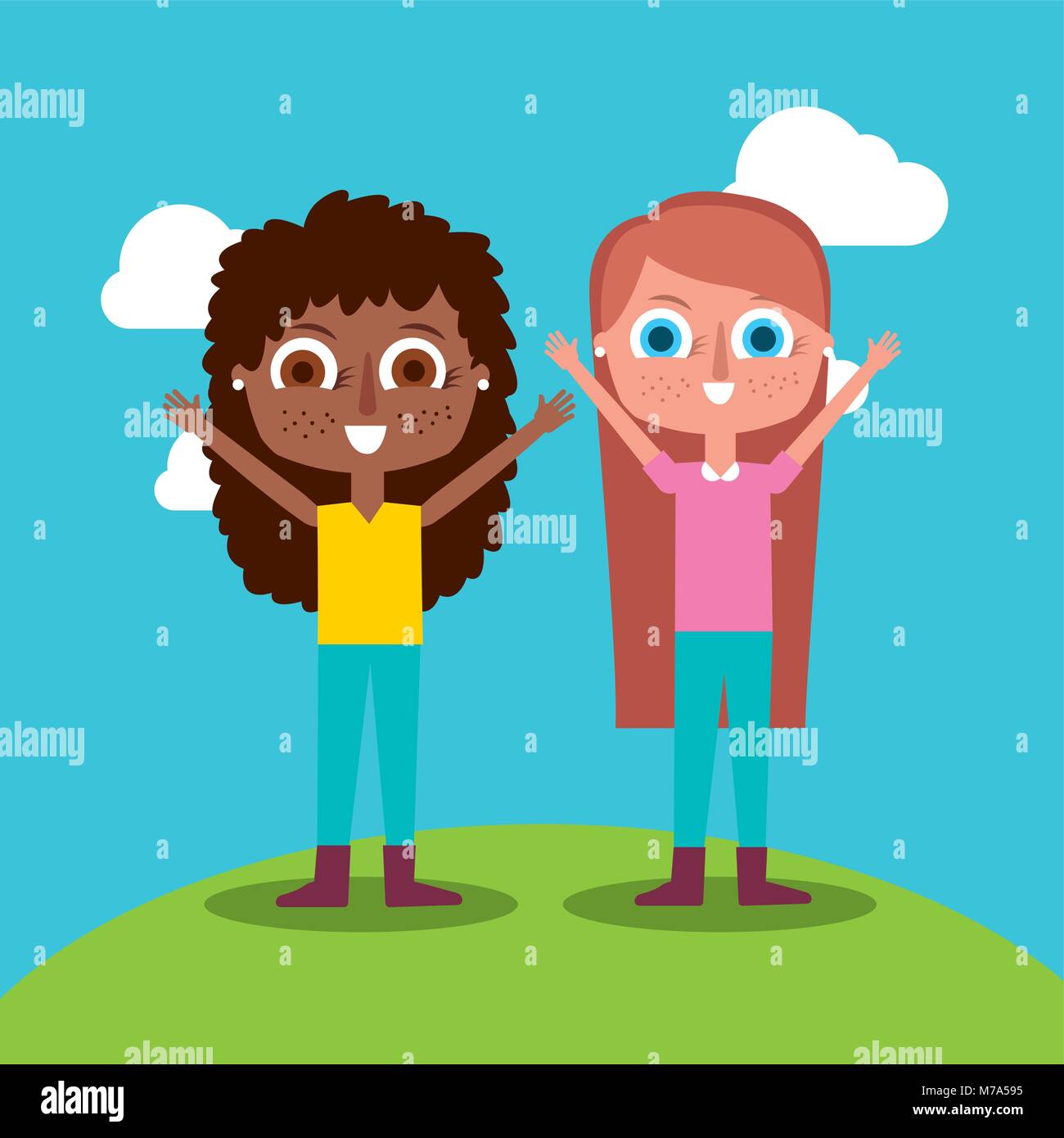 Joyful happy girl standing Stock Vector Images - Alamy