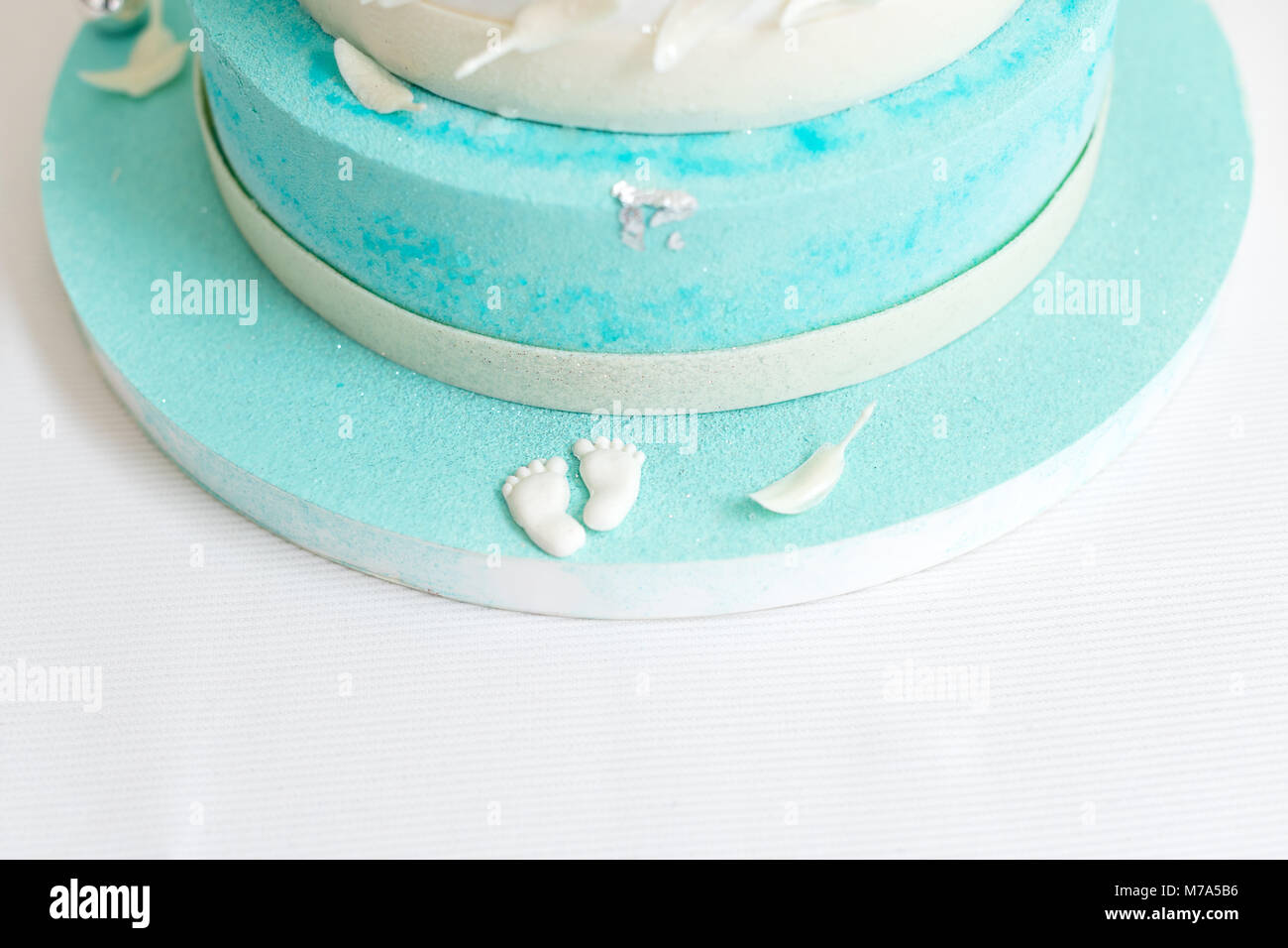 Blue birthday cake for baby. First kid birthday Stock Photo - Alamy