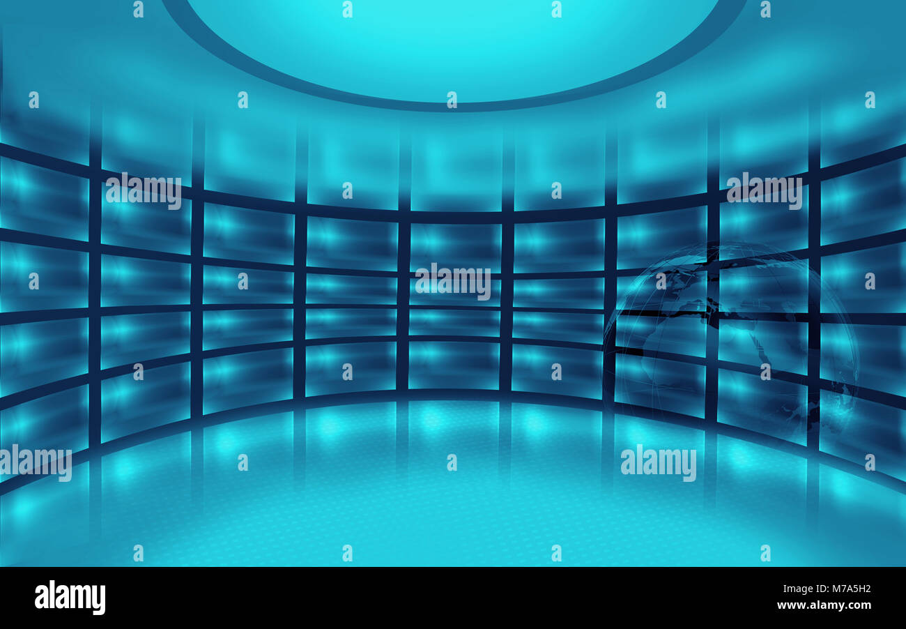 Abstract Empty 3D Studio Space, blue theme background. 3d Illustration ...