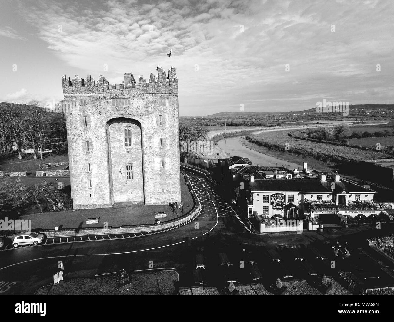 Aerial view of Ireland's most famous Castle and Irish Pub in County ...