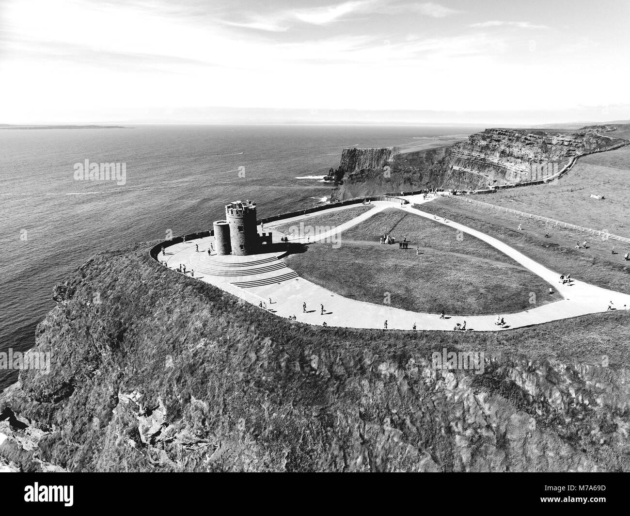 black and white landscape photograph from the cliffs of moher in county ...