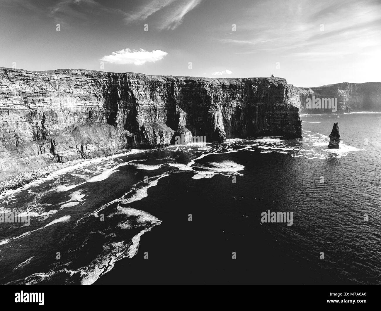 black and white landscape photograph from the cliffs of moher in county ...