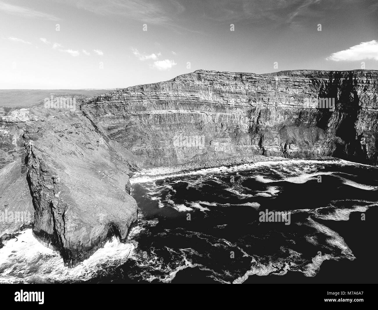 black and white landscape photograph from the cliffs of moher in county ...