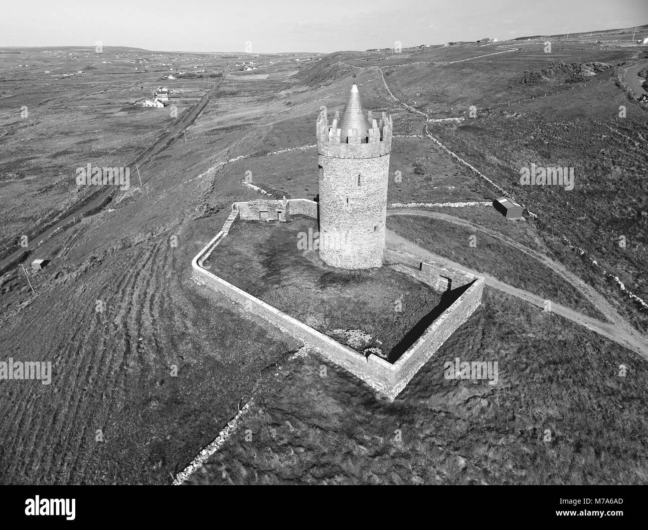 aerial view of an old irish castle in doolin county clare, ireland ...