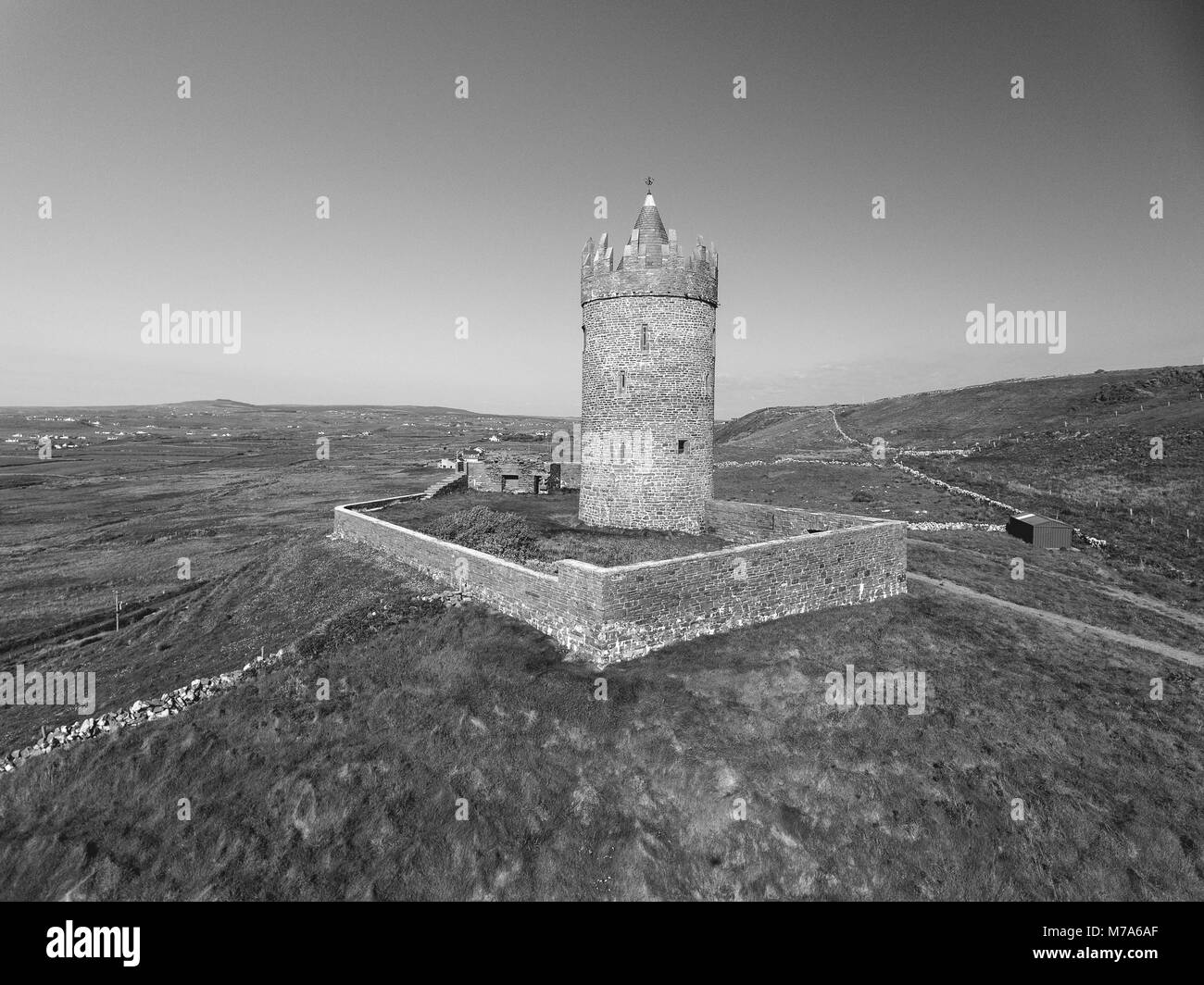 aerial view of an old irish castle in doolin county clare, ireland ...