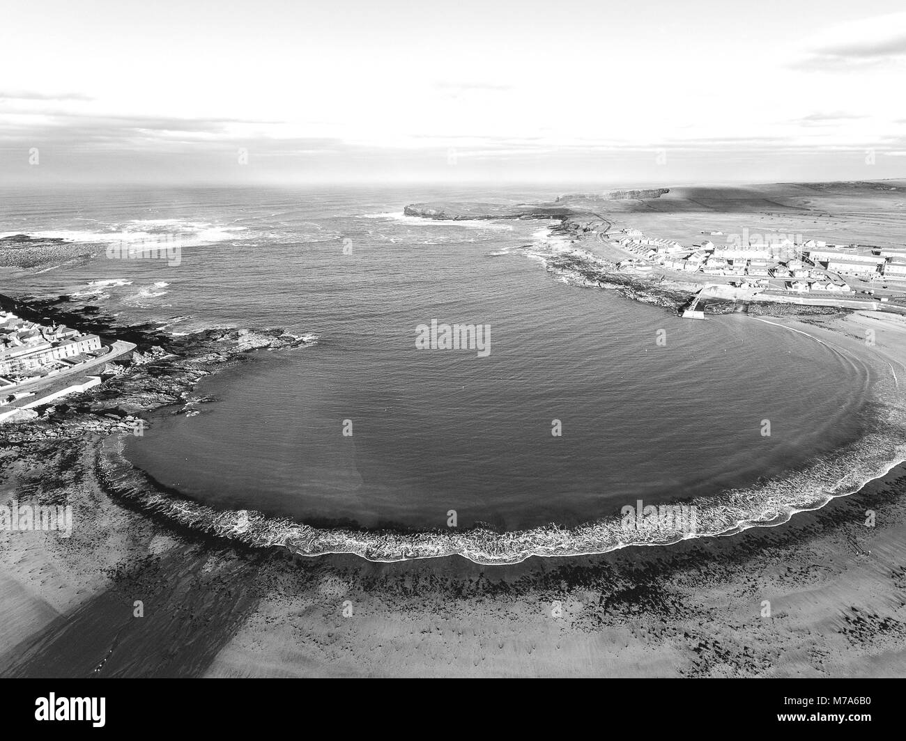 black and white photograph of county clares top irish beach. kilkee ...