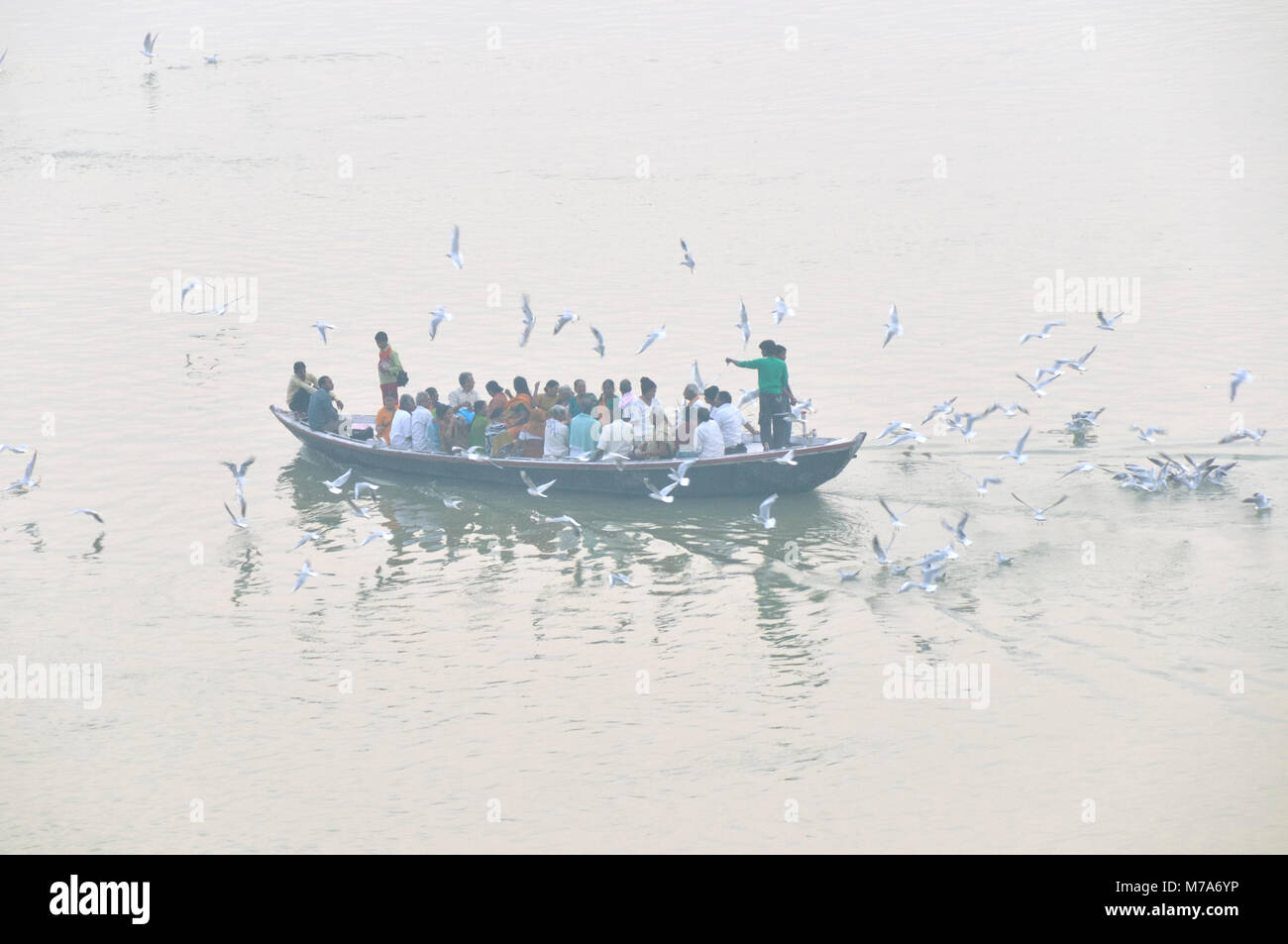 Pilgrims on the Ganges river, Varanasi, India Stock Photo - Alamy