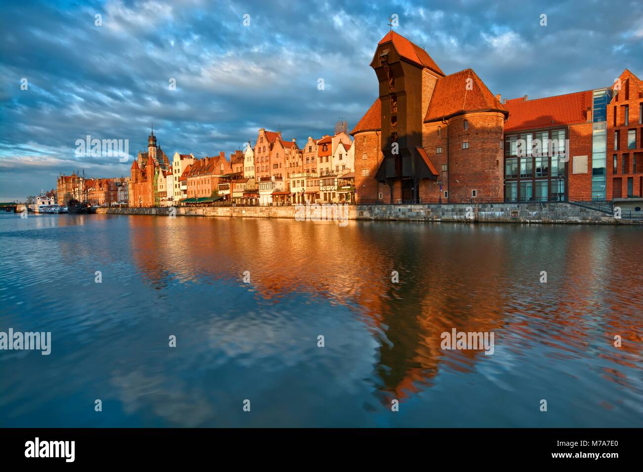 Long Embankment and Motlawa River in the Old Town of Gdansk, Poland at ...