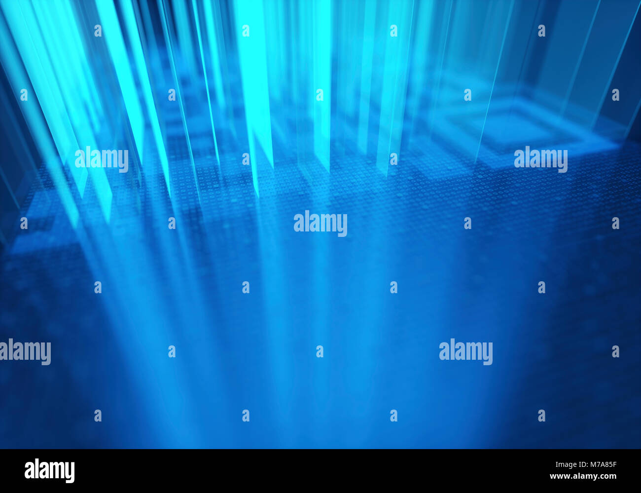 QR code (quick response code) with blue lights, illustration Stock ...