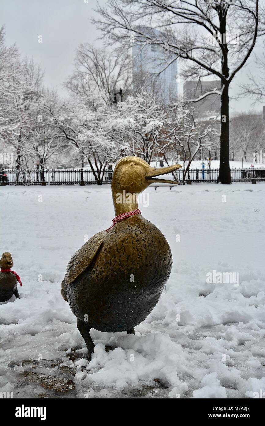 The Make Way For Ducklings statue in the Boston Public Garden after a ...