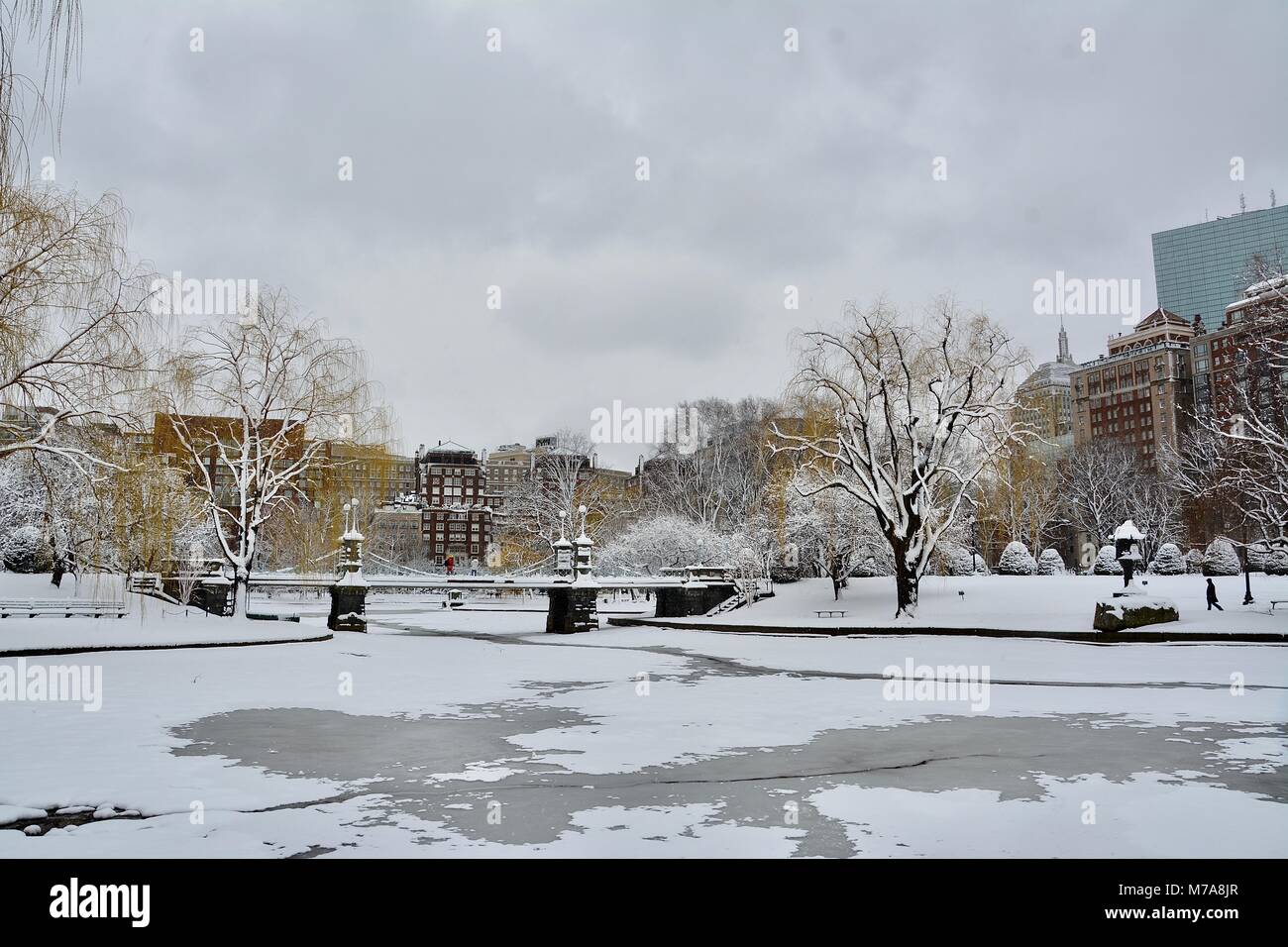 The Boston Public Garden covered in snow after a Nor'Easter winter ...
