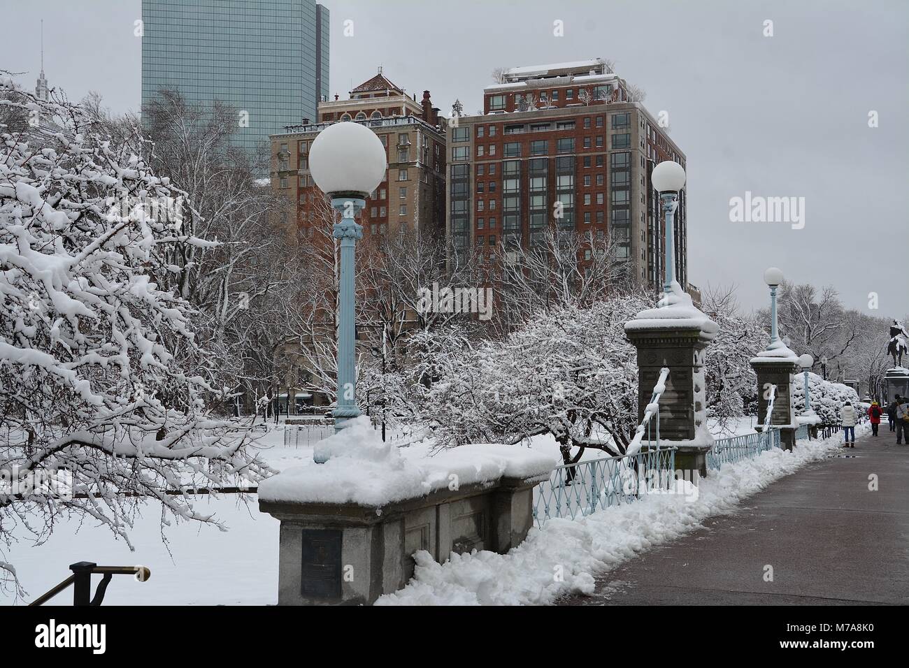 The Boston Public Garden covered in snow after a Nor'Easter winter ...