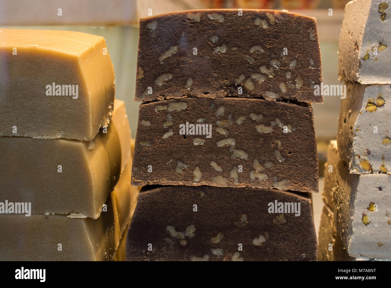 Traditional eastern Halvah a sweet confection made with tahini sesame ...