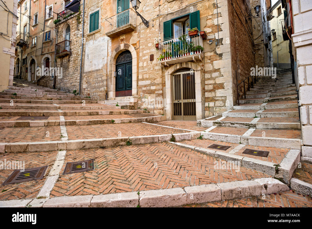 Narrow alleyways with stairs, birthplace of Francesco d' Ovidio, old ...