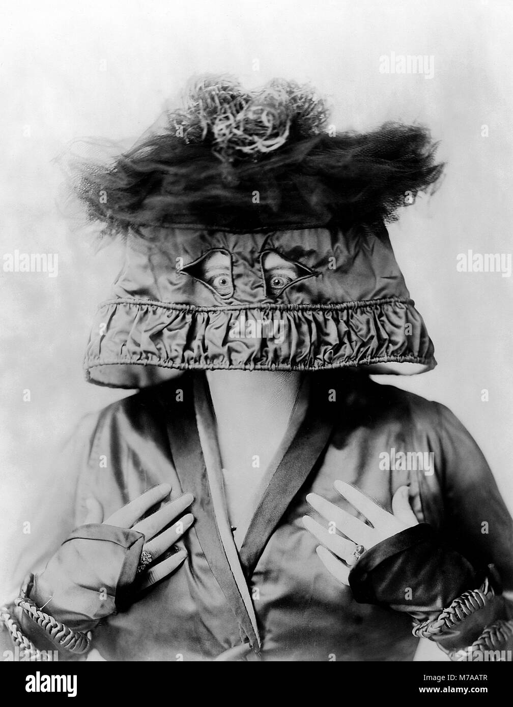 Woman with lampshade on her head, hat fashion, fashion satire, 1920s ...