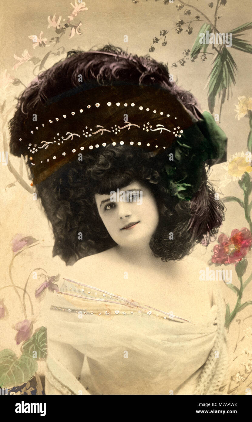 Woman with big hat, Hat fashion, Fashion satire, 1910s, Germany Stock ...