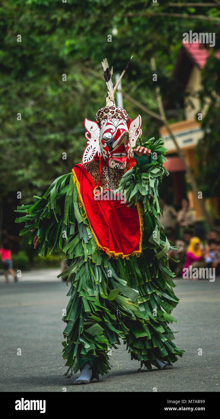 Traditional native ethnic group of Borneo thanksgiving dance wearing ...