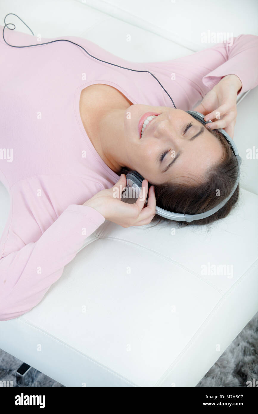 listening to the playlist Stock Photo - Alamy