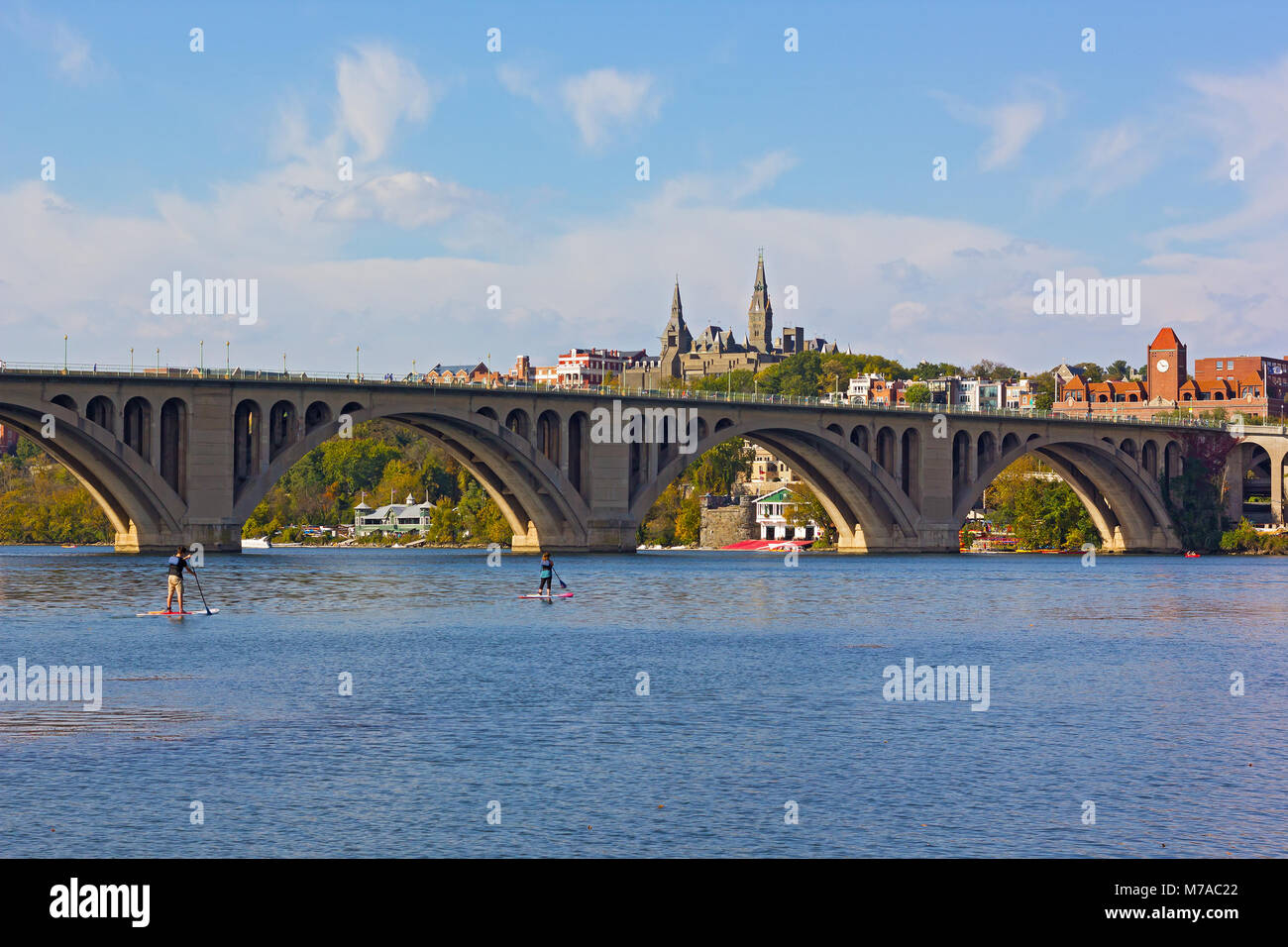 WASHINGTON DC, USA – OCTOBER 30: Young couple kayaking on Potomac River ...