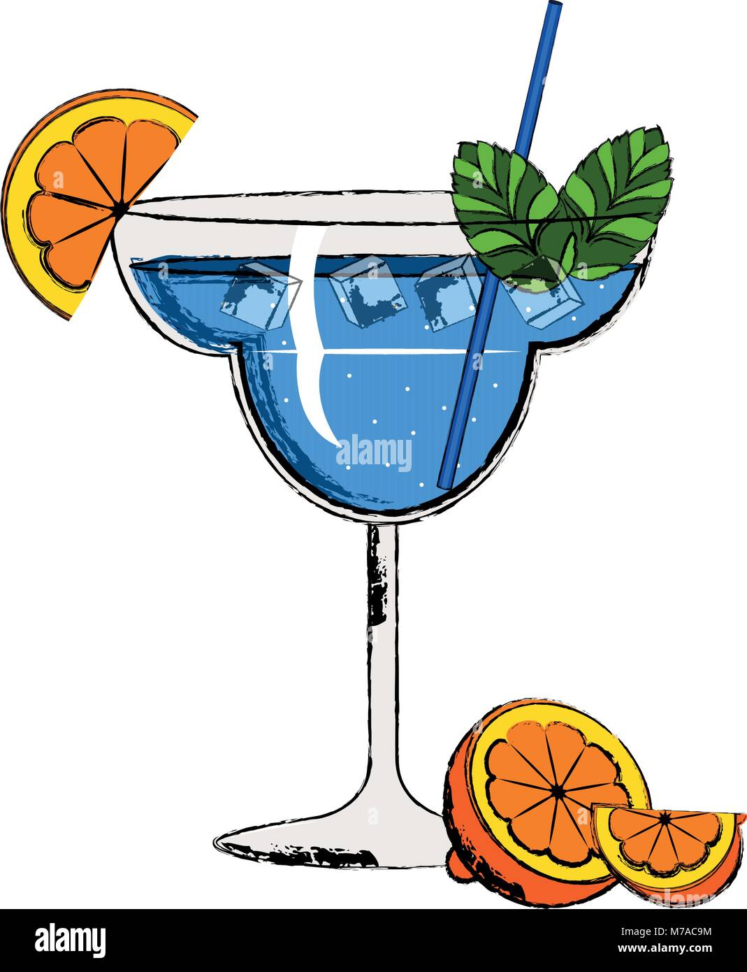 Blue cocktail white Stock Vector Images - Alamy