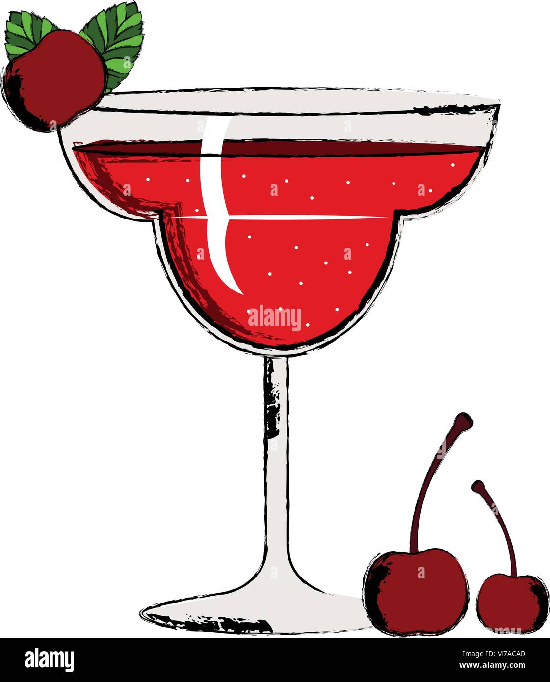 Red cocktail with cherries Stock Vector Image & Art - Alamy