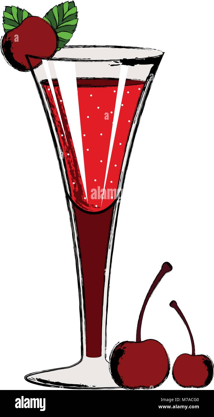 Red cocktail with cherries Stock Vector Image & Art - Alamy