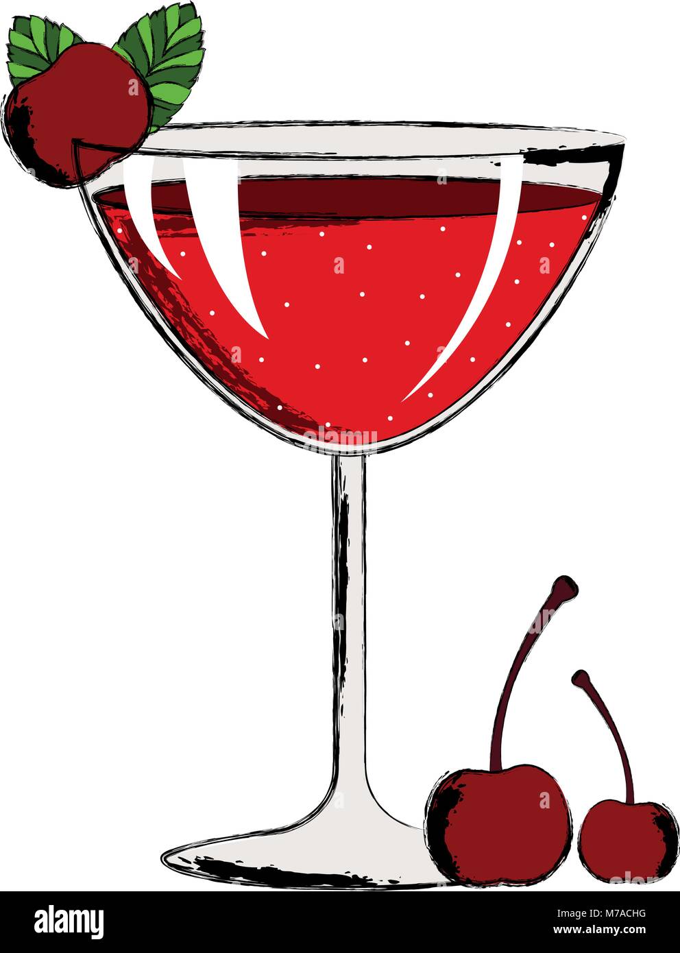 Red cocktail with cherries Stock Vector Image & Art - Alamy