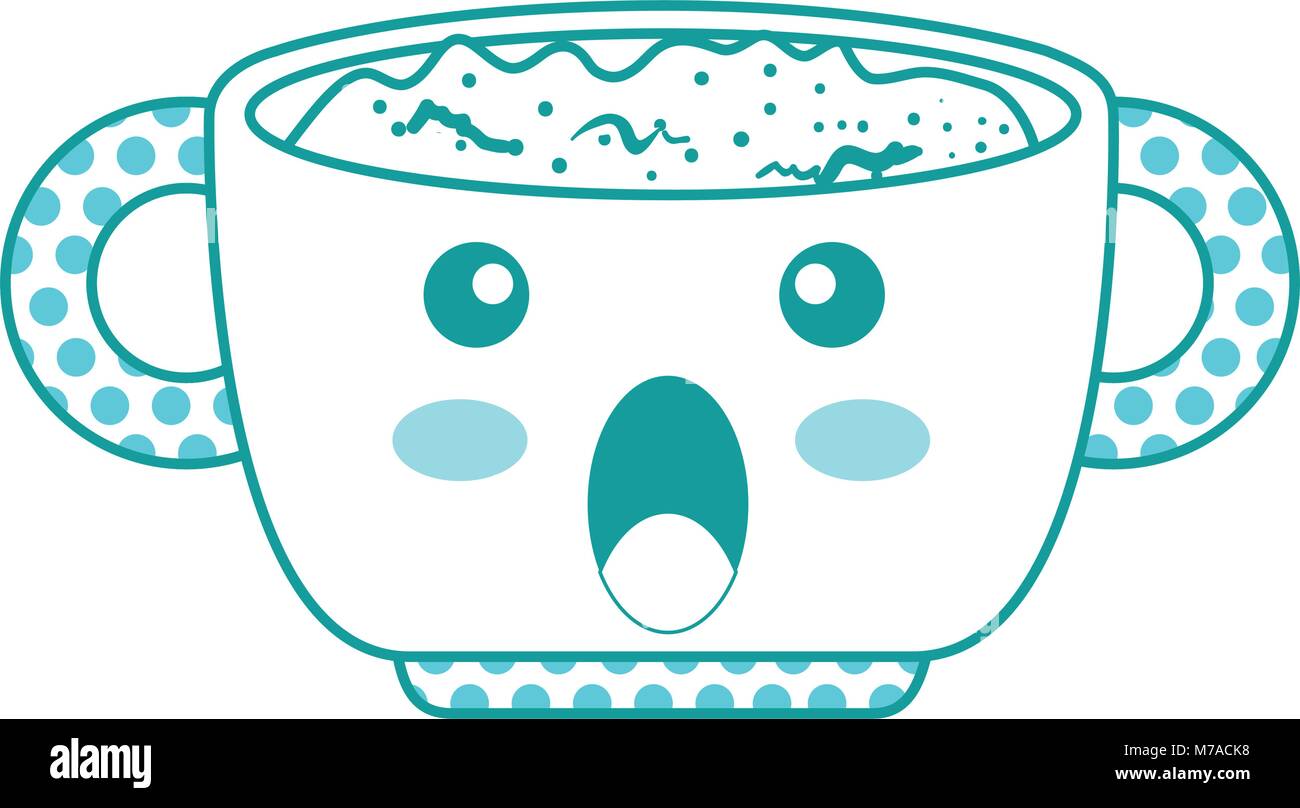cup with terrified face kawaii character vector illustration design ...