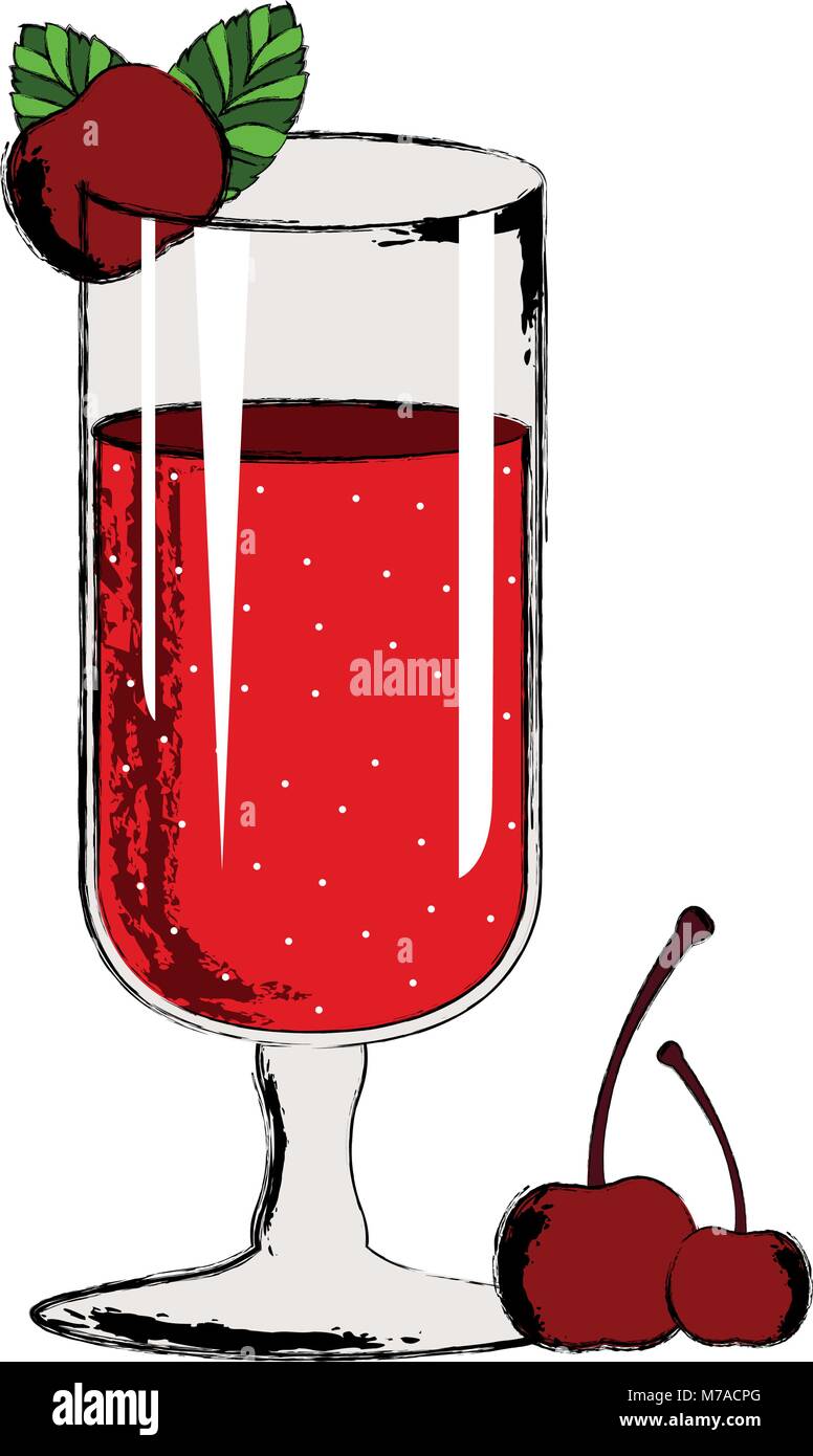 Red cocktail with cherries Stock Vector Image & Art - Alamy