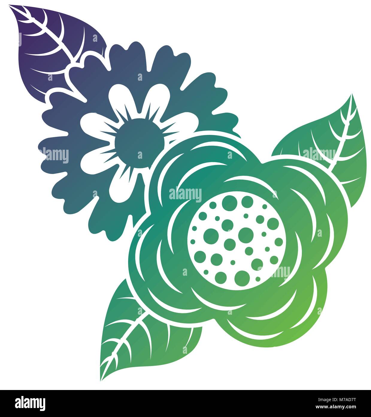 flower petals leaves nature decoration gradient color Stock Vector ...