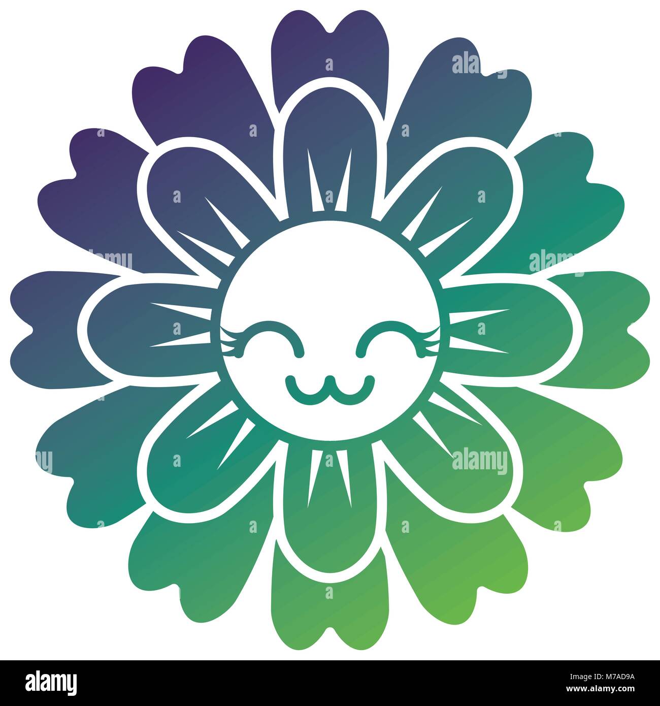 flower kawaii cartoon cute petals gradient color Stock Vector Image ...