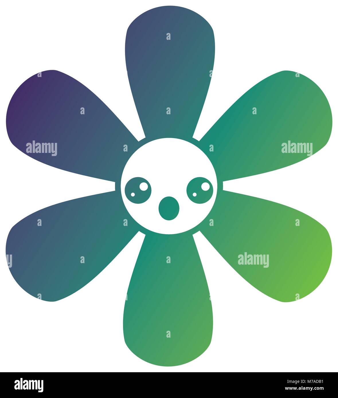 flower kawaii cartoon botanical icon gradient color Stock Vector Image ...