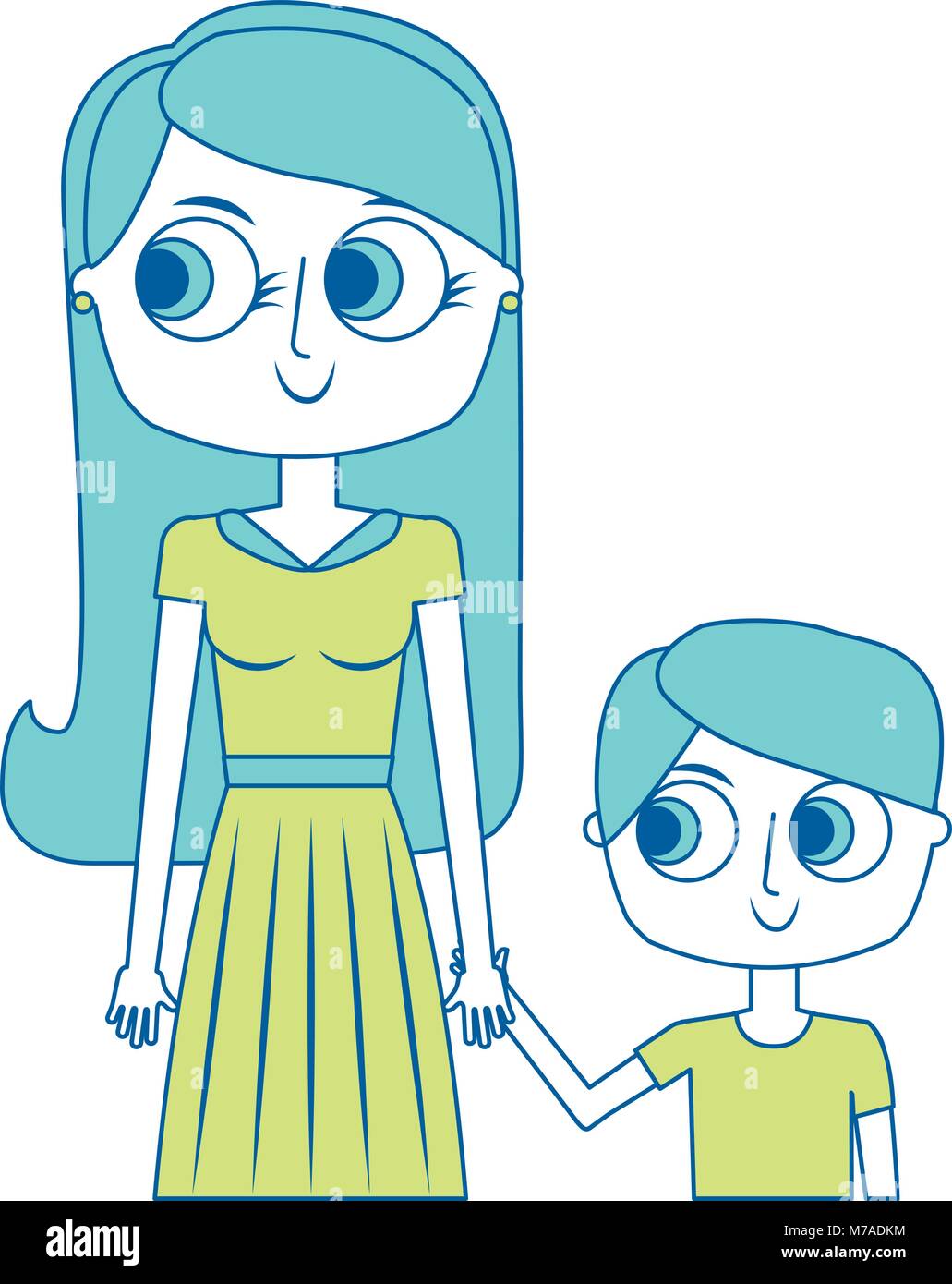 happy mother and her son cartoon portrait Stock Vector Image & Art - Alamy