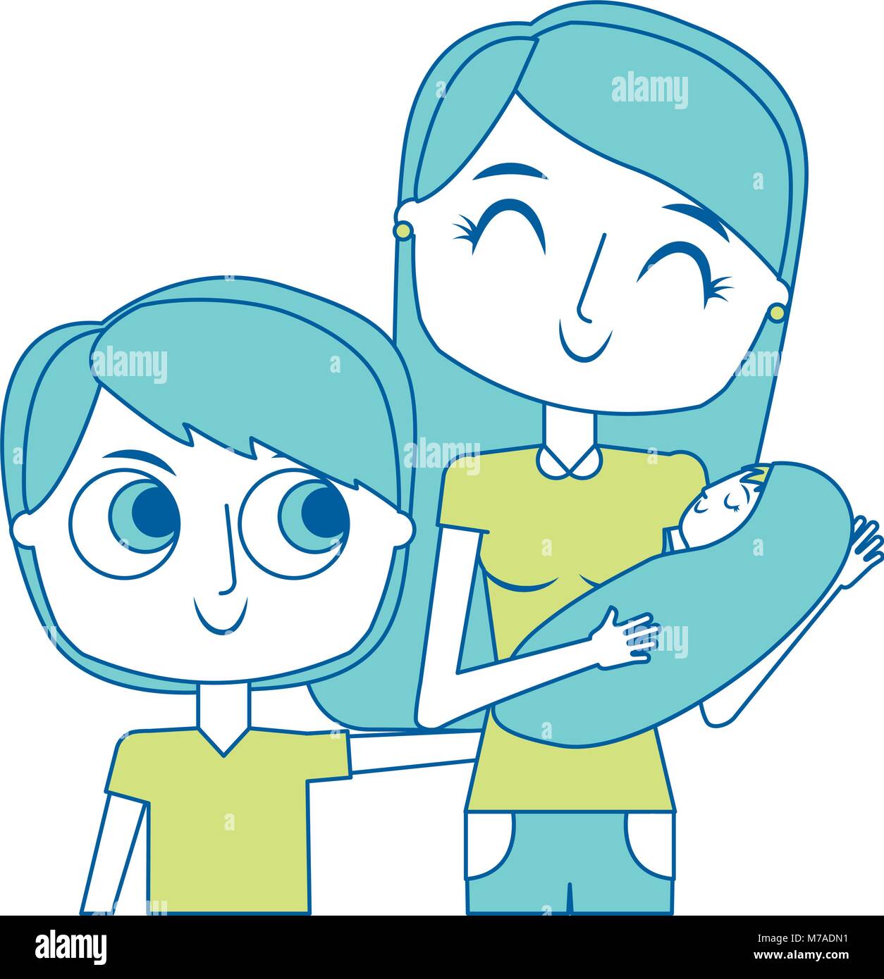 Child kid portrait mother woman carry Stock Vector Images - Alamy