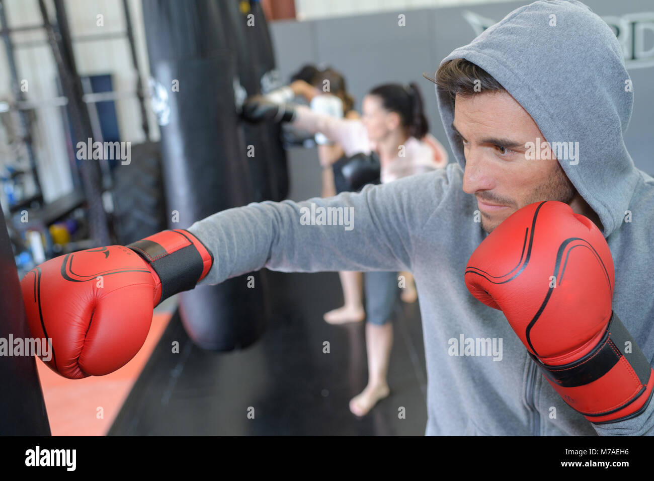 handsome masculine athlete boxer fighter training Stock Photo - Alamy