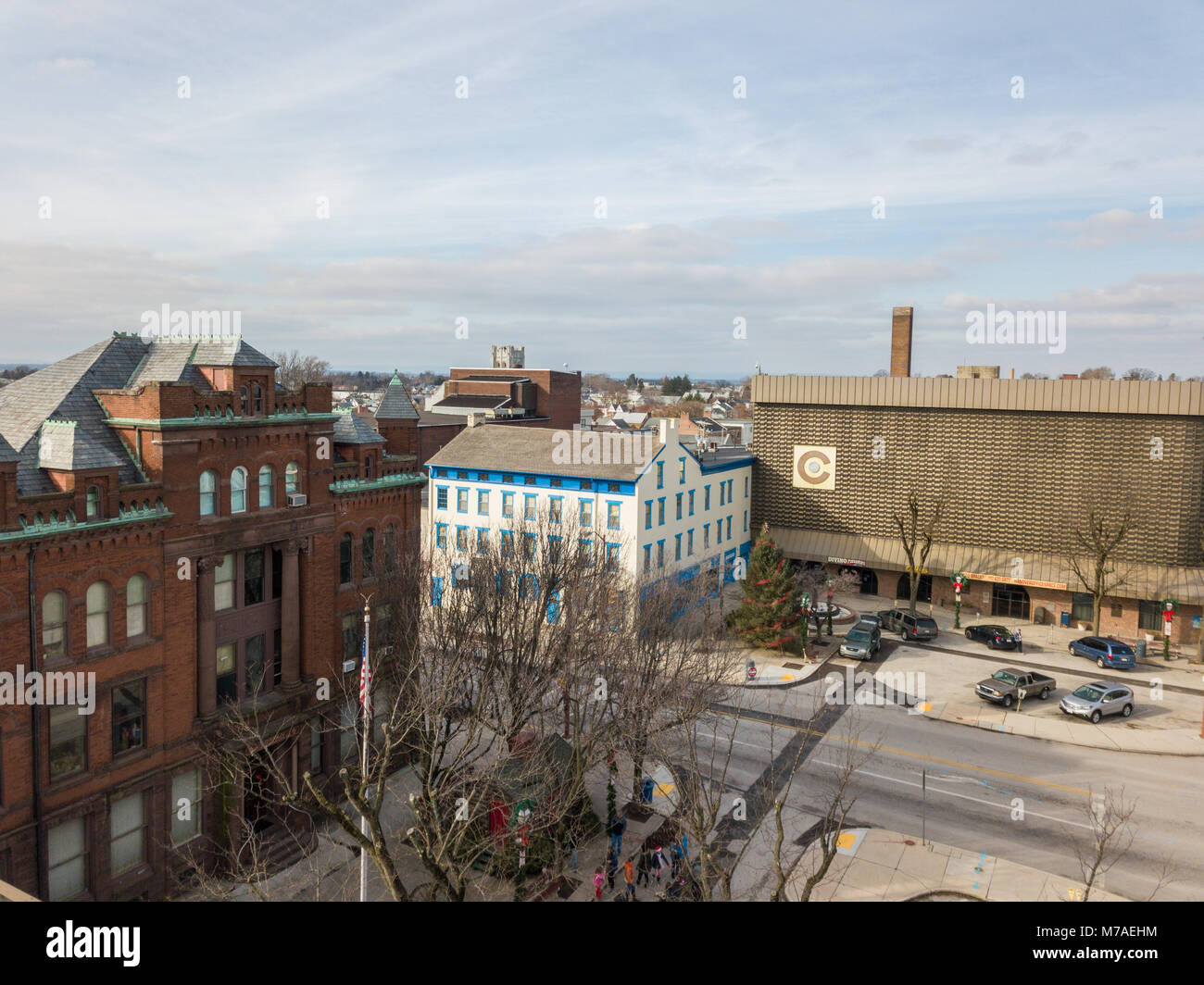 Aerial of Downtown Hanover, Pennsylvania next to the Square Stock Photo ...