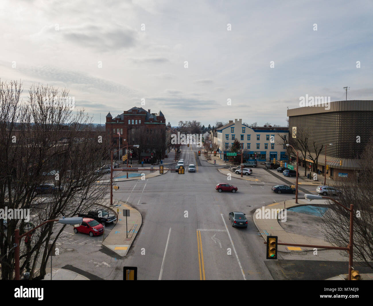 Aerial of Downtown Hanover, Pennsylvania next to the Square Stock Photo ...
