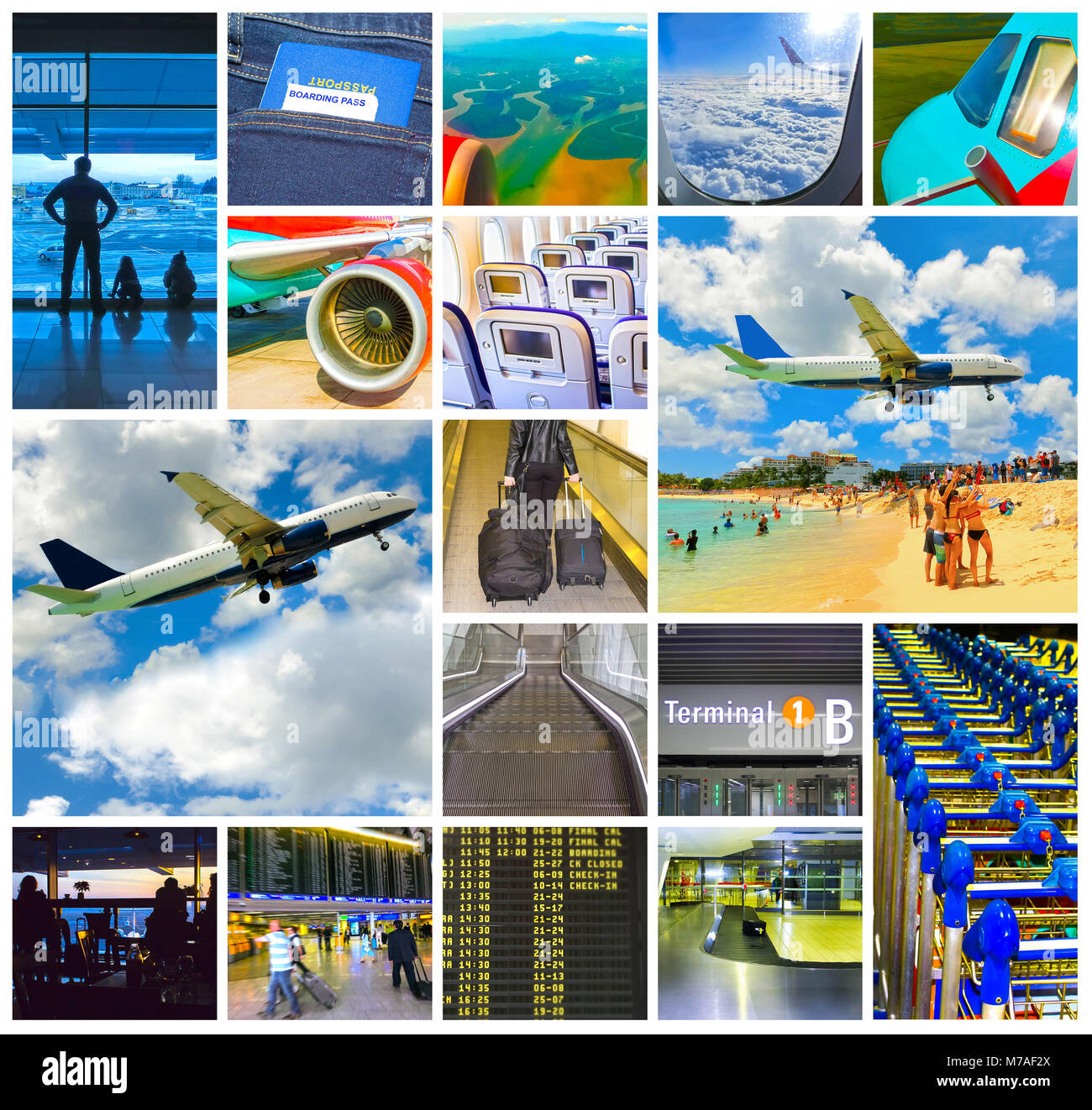 Collage of airport and airplane photos Stock Photo - Alamy