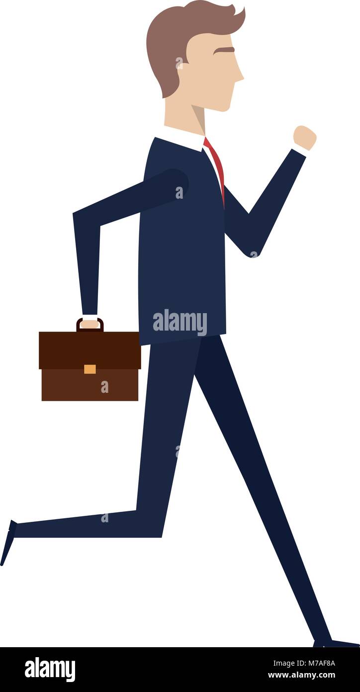businessman running with portfolio avatar character Stock Vector Image ...
