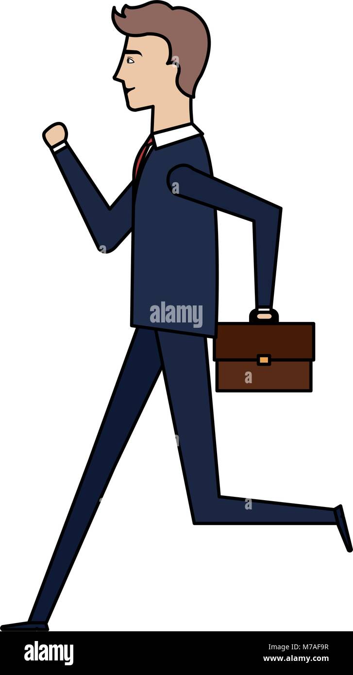 businessman running with portfolio avatar character Stock Vector Image ...