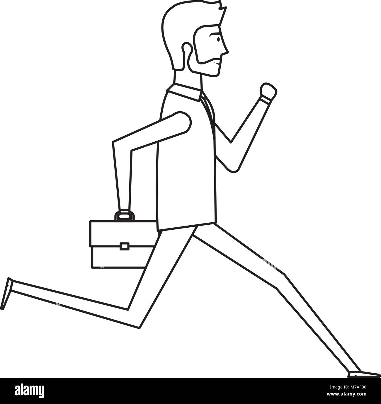 businessman running with portfolio avatar character Stock Vector Image ...